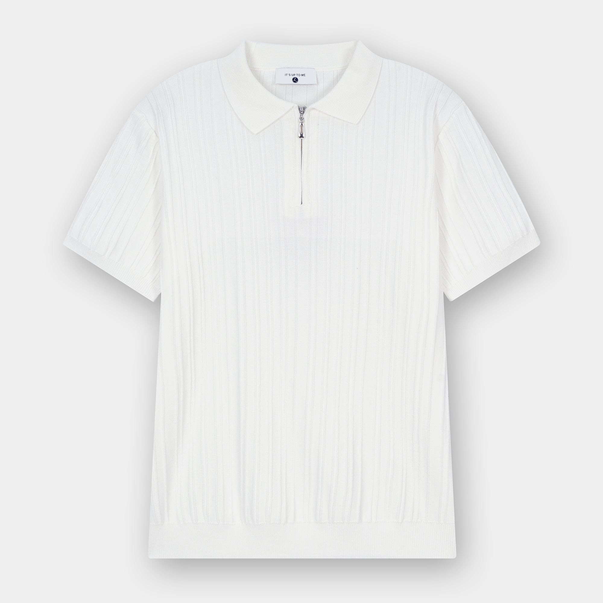 WHITE DROP NEEDLE KNIT POLO – Human